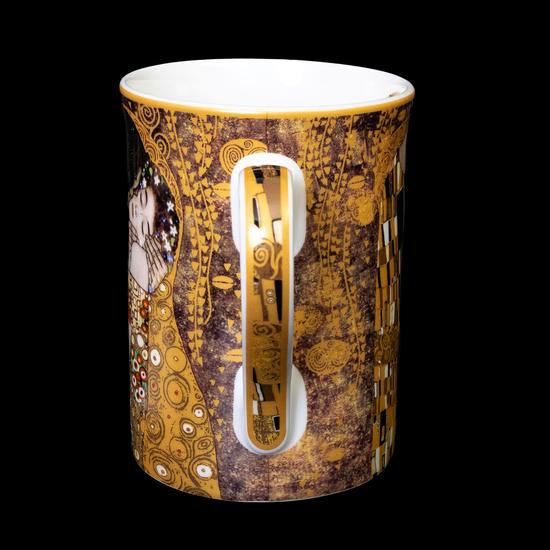 Gustav Klimt Porcelain mug : The kiss (dark), H : 10.5 cm - Ø : 8 cm