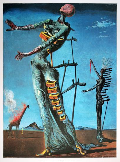 Salvador Dali poster : Giraffe on Fire, 1936